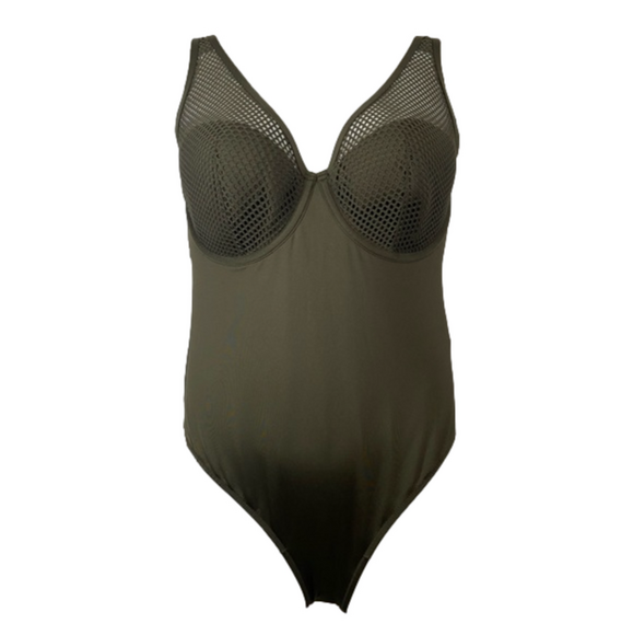 City Chic | Swim | City Chic Nwt Olive Green Ithaca Mesh V Neck One ...